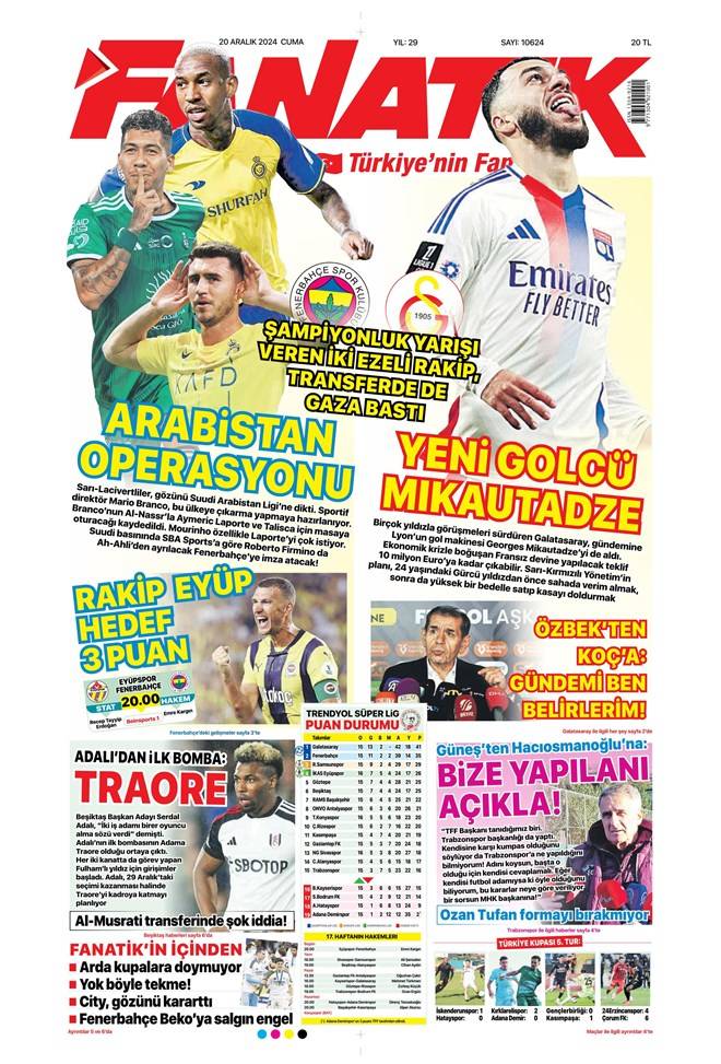 Manşetler: Talisca Fener'de