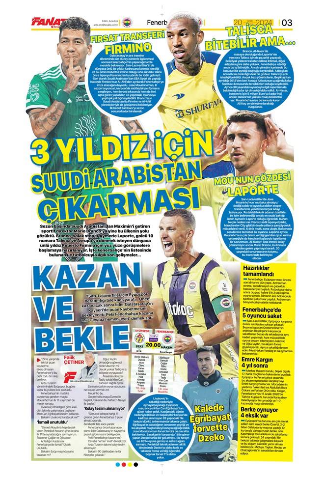Manşetler: Talisca Fener'de